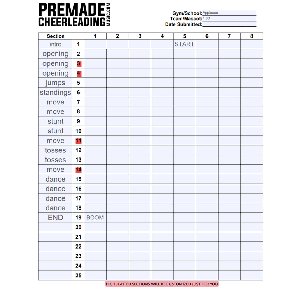 Applause- 1:00 – PremadeCheerleadingMusic.com